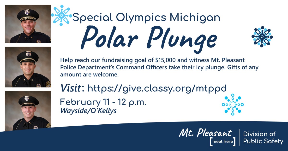 Your Help Needed in the MPPD’s Polar Plunge Challenge – City of Mt.Pleasant