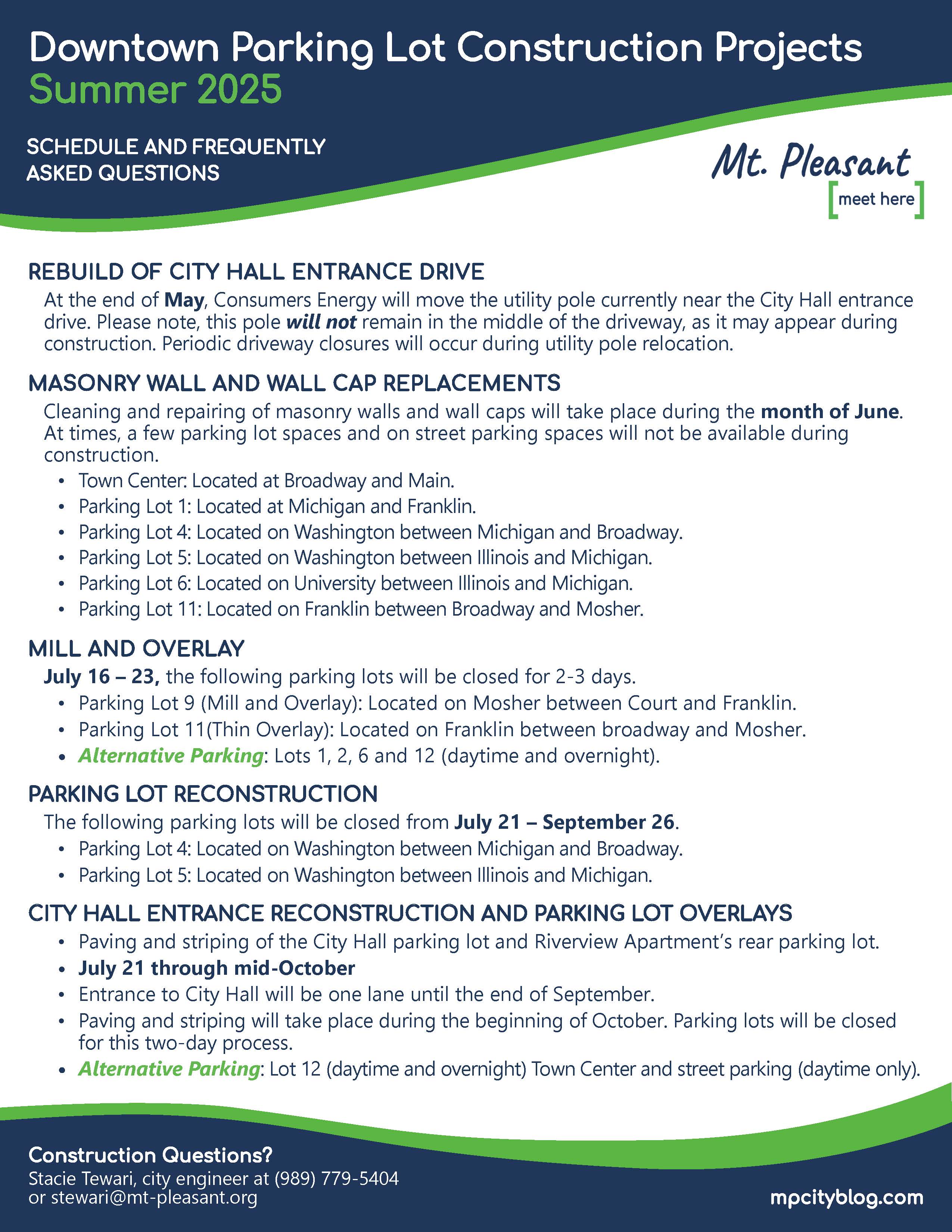 Downtown Parking Lot Construction Projects – Summer 2025 – City of Mt ...